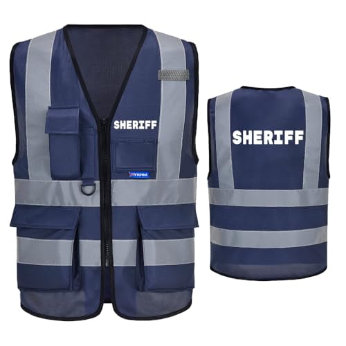 A-SAFETY Reflective Security Safety Vests Heavy Duty with 7 Pockets and ...