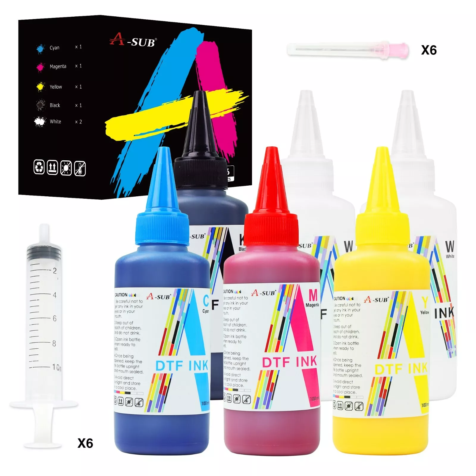 A-SUB DTF INK 6x100ML for Epson DTF Printer ET-8550 L1800 L805 XP-15000 ...