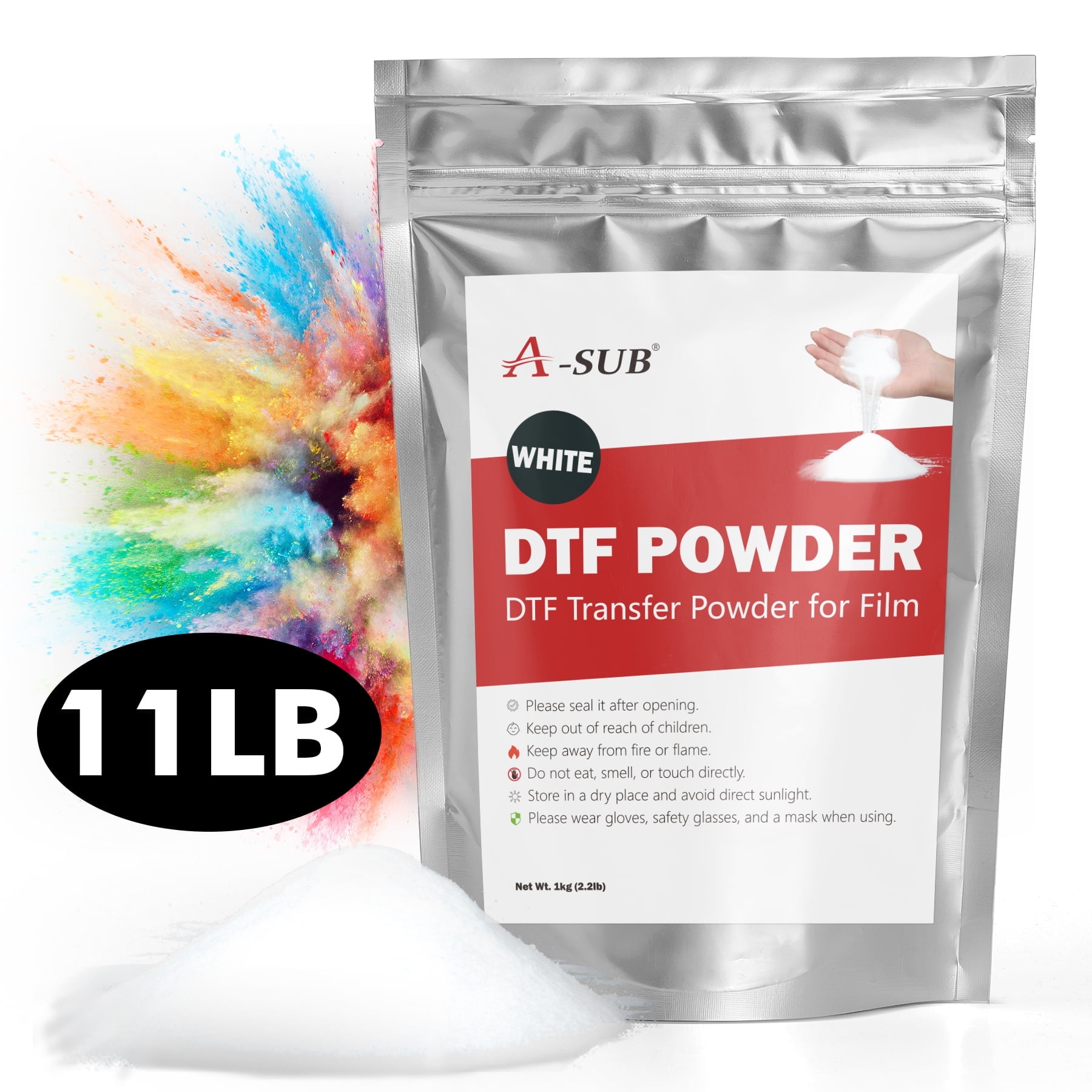 (5 pack) A-SUB DTF Powder White for Sublimation Direct to Film Transfer ...