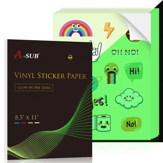 A-SUB Glow In The Dark Vinyl Sticker Paper for Inkjet Printers ...