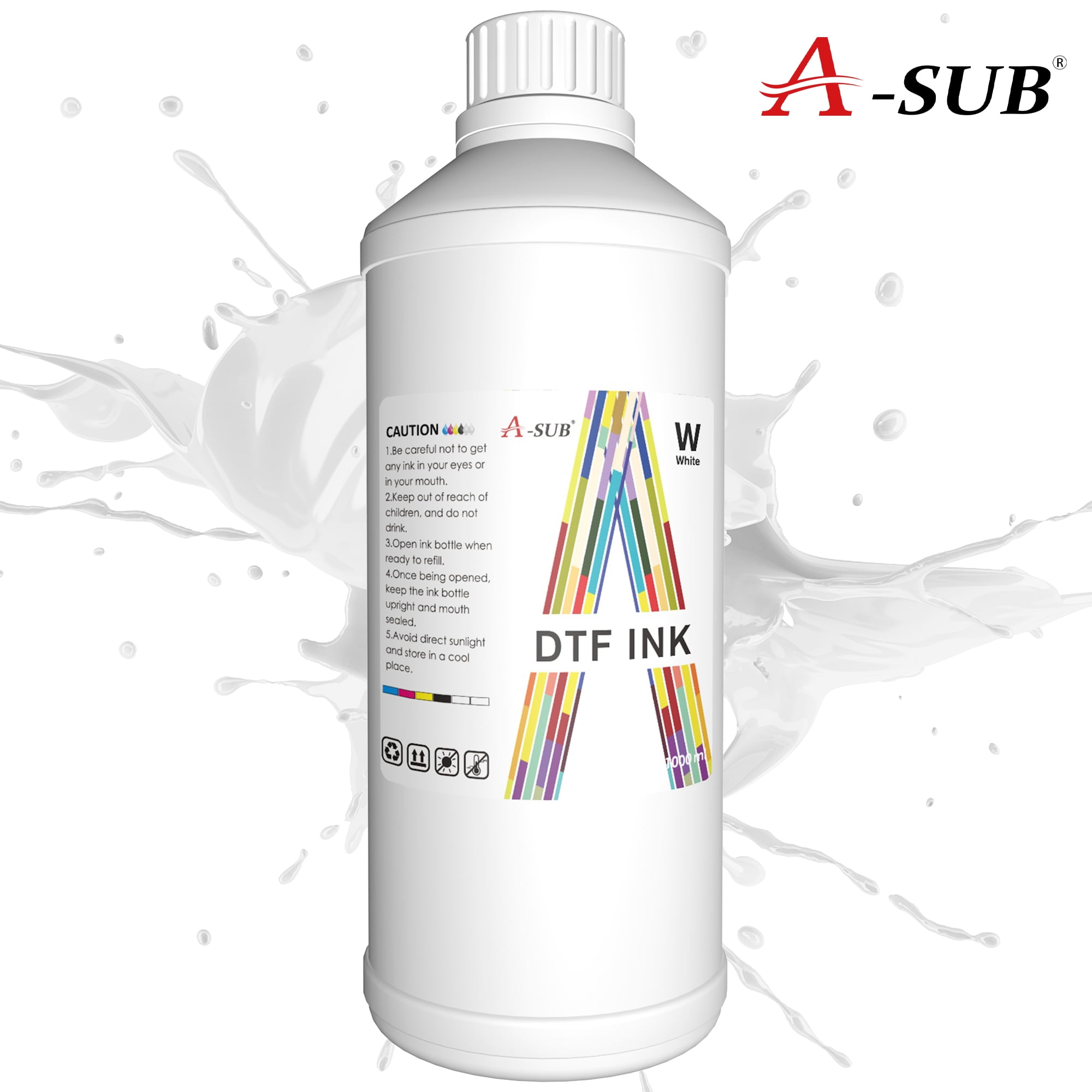 A-SUB Premium DTF Ink Refill Bottle 1000ML White Sublimation Ink for ...