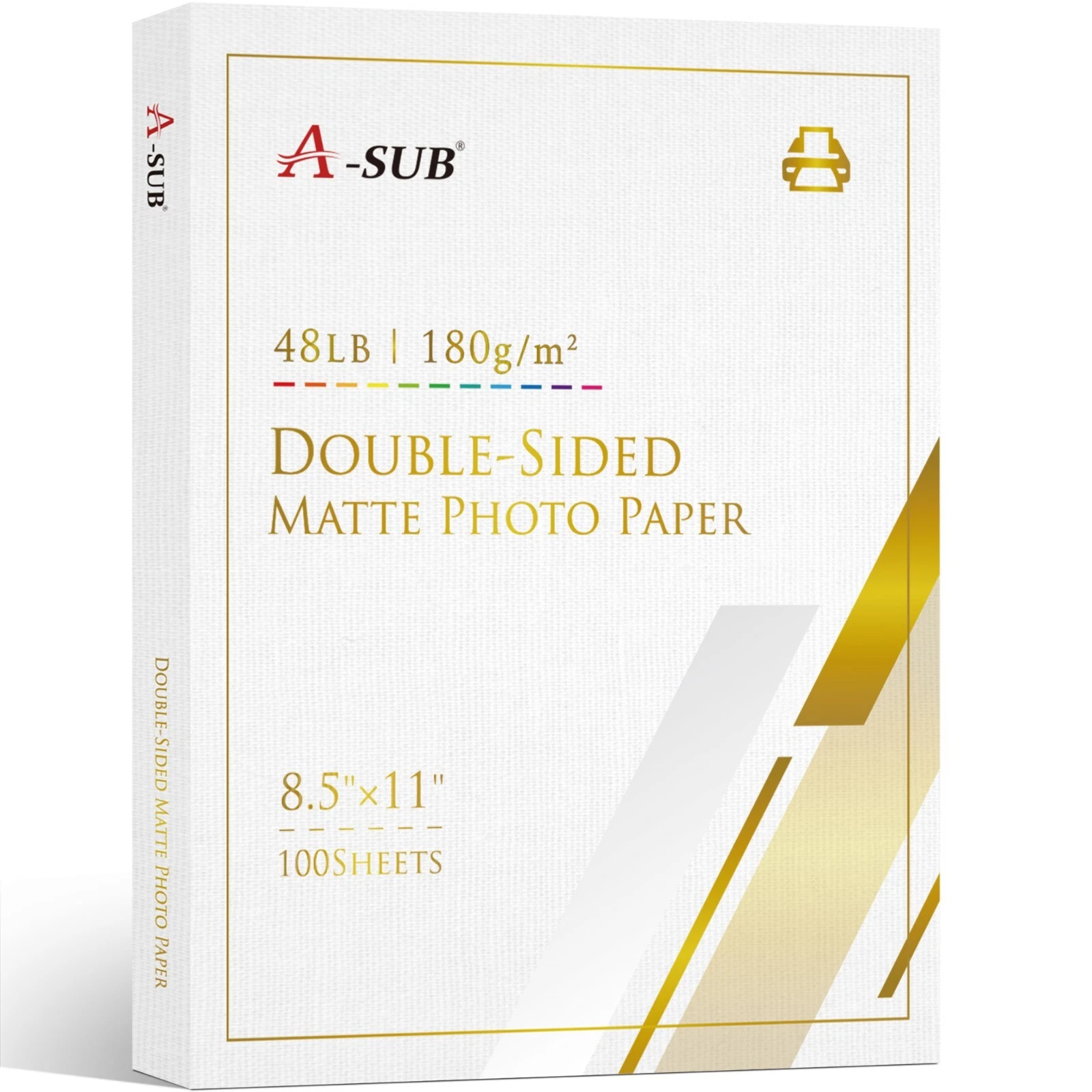 A-SUB Premium Double-sided Matte Photo Paper 8.5x11,48 lb,100 Sheets ...