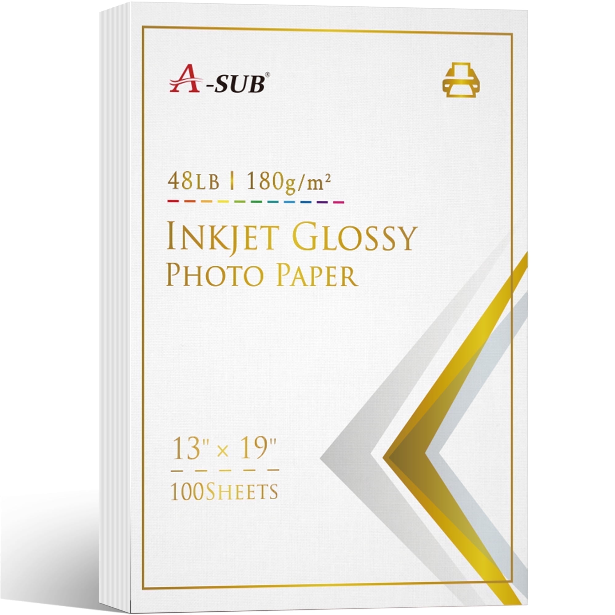 A-SUB Premium Glossy Photo Paper 13x19 inch, 48LB 180gsm 10Mil, 100 ...
