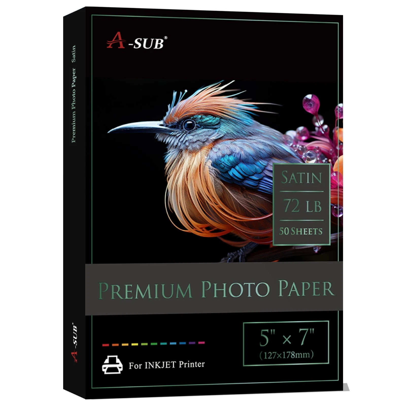 A-SUB Premium Satin Photo Paper, 72lb 260gsm, 5x7 inch, Soft Gloss ...
