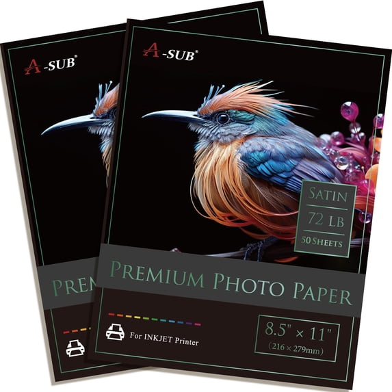 A-SUB Premium Satin Photo Paper, 72lb 260gsm, 8.5x11 inch, 100 Count ...