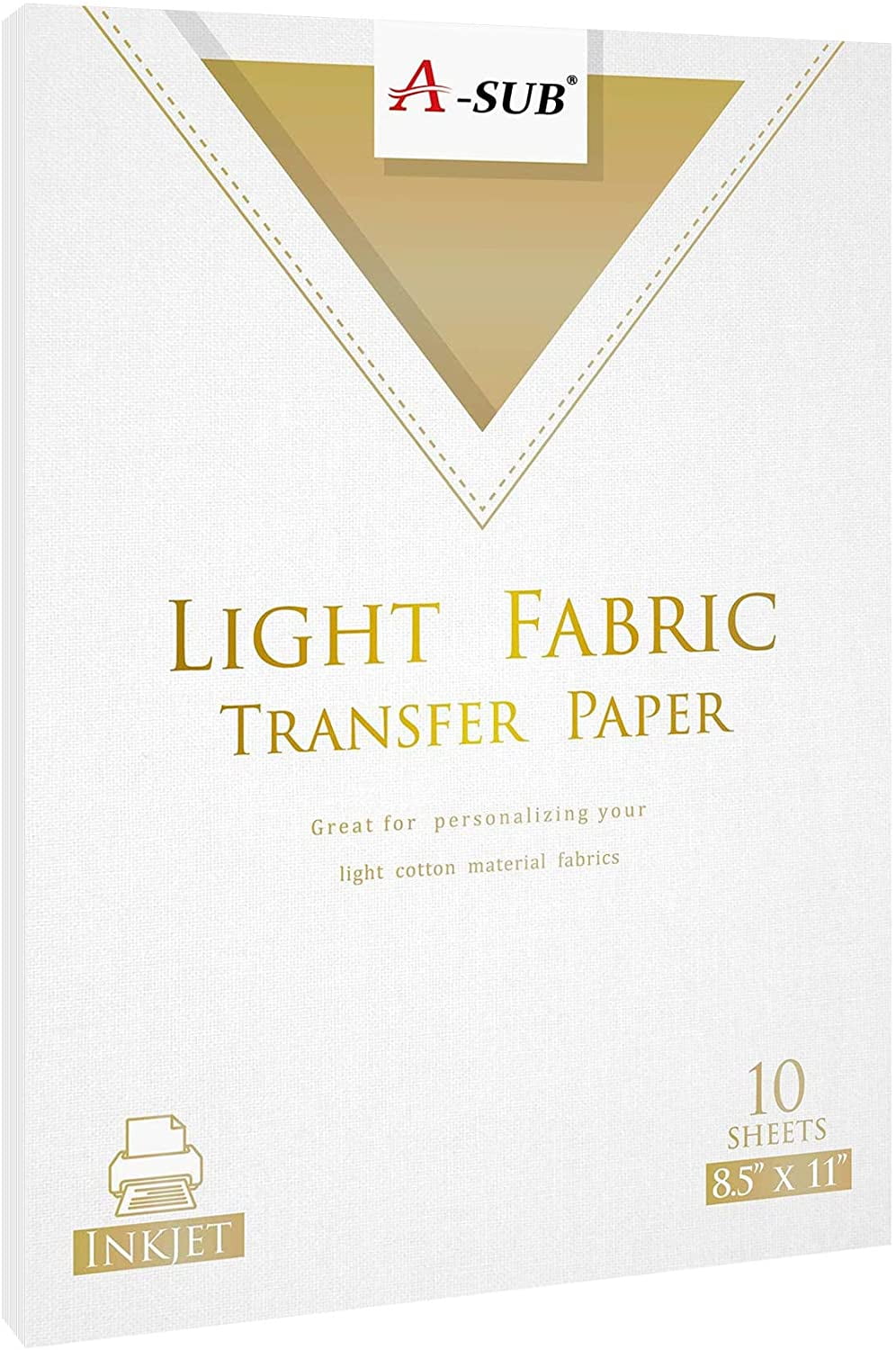 A-SUB Printable Heat Transfer Paper for White/Light Fabric 8.5x11 ...