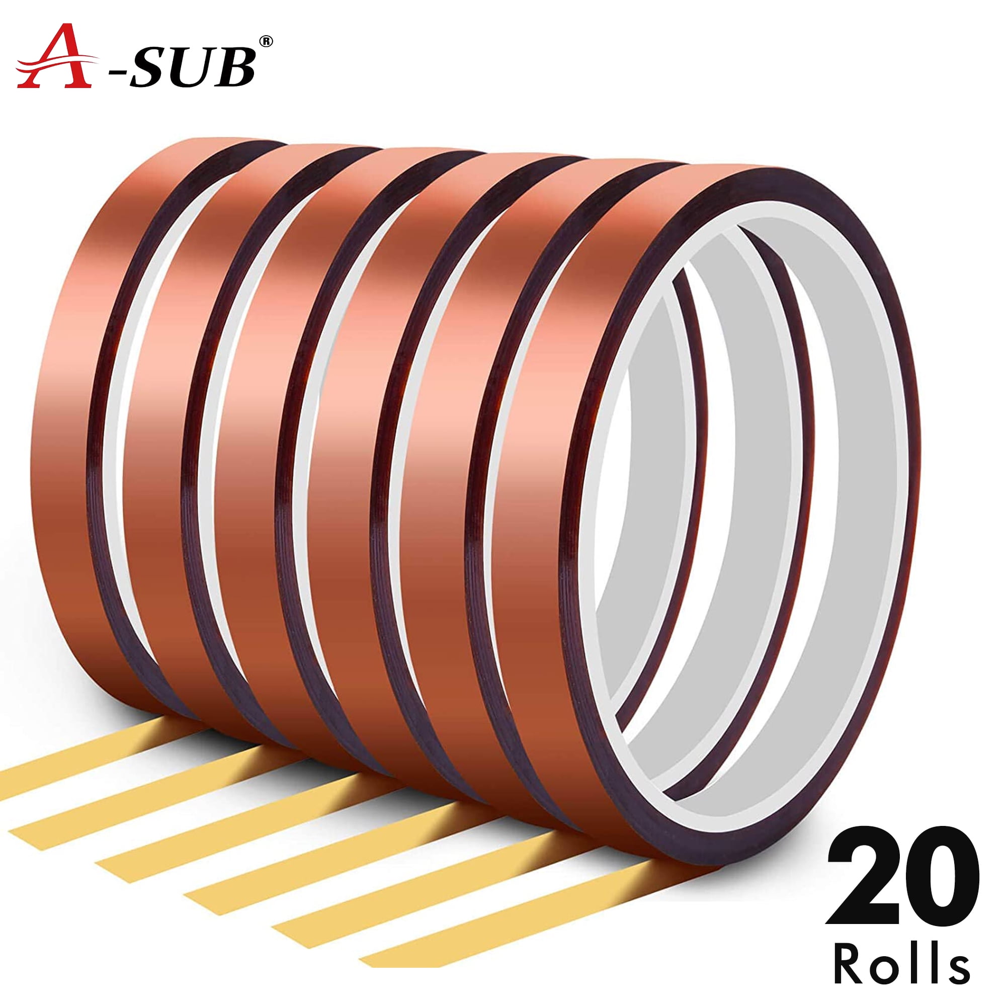 A-SUB Sublimation Heat Resistant Tape 20 Rolls 20mm x 16m High Heat ...