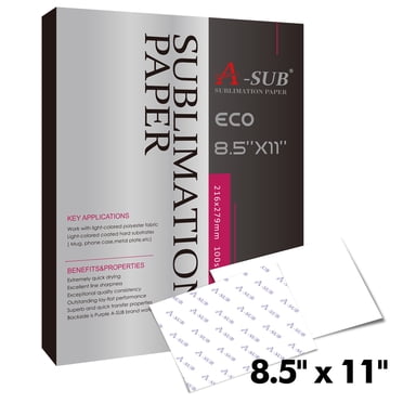 A-SUB Sublimation Paper 8.5x11 Inch 110 Sheets for Inkjet Printer with ...