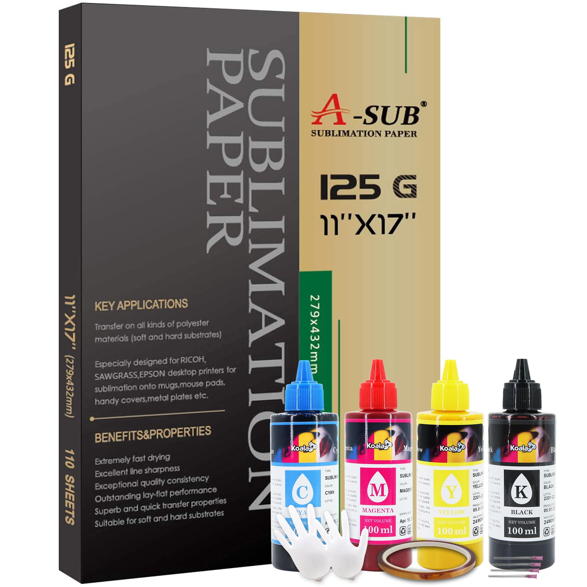 A-SUB Sublimation Paper and Sublimation Ink Bundle for Epson Printers ...