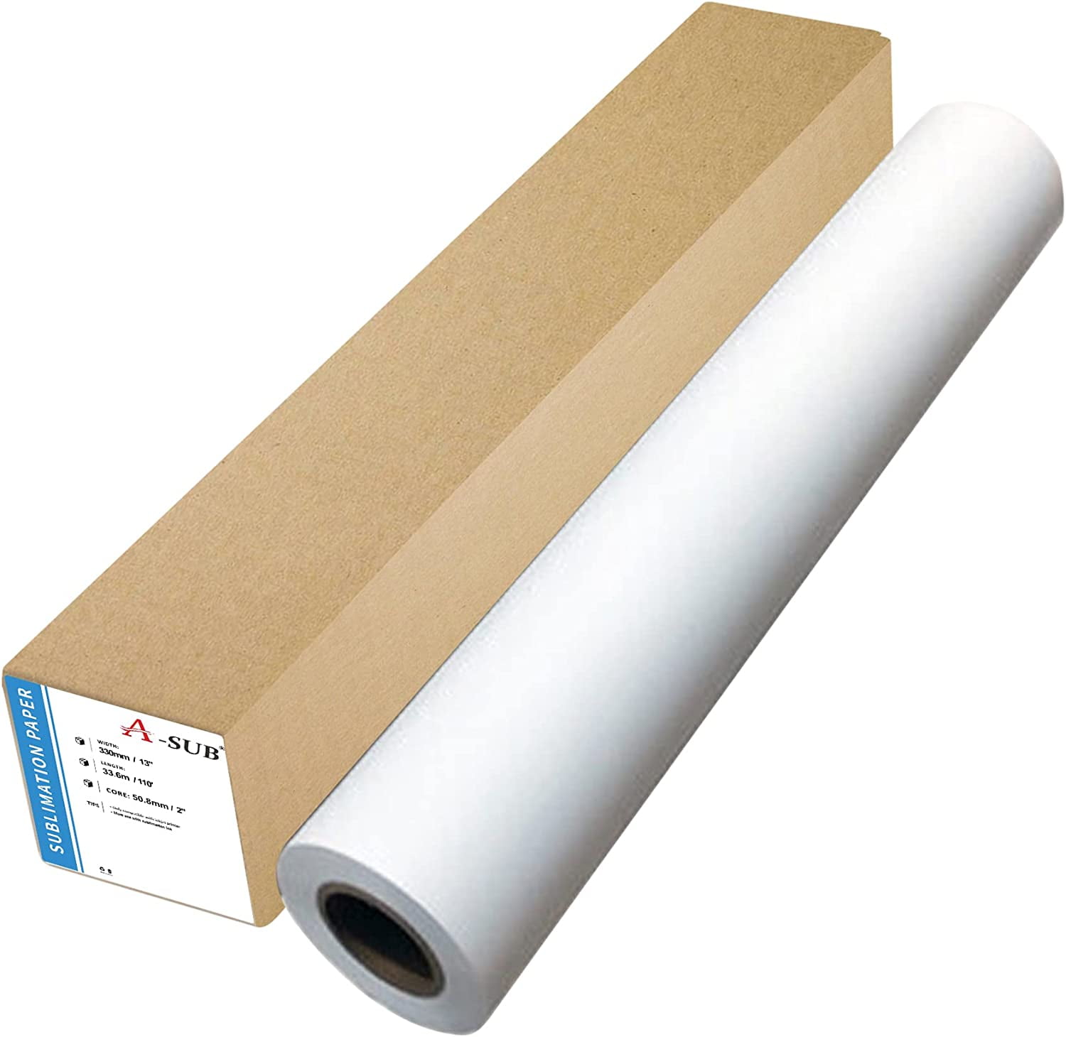 "A-SUB 13""x110ft Sublimation Paper Roll, 120gsm, Quick Drying ...