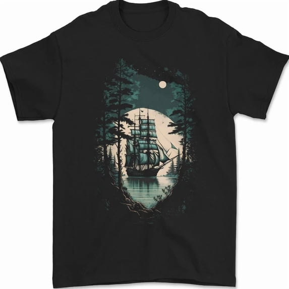 A Sailing Ship In The Moonlight Sailor Mens Womens S-5XL T-Shirt ...