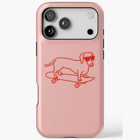 A Sausage Dog on a Skateboard Themed Funny Art iPhone 11 through 17 Pro ...