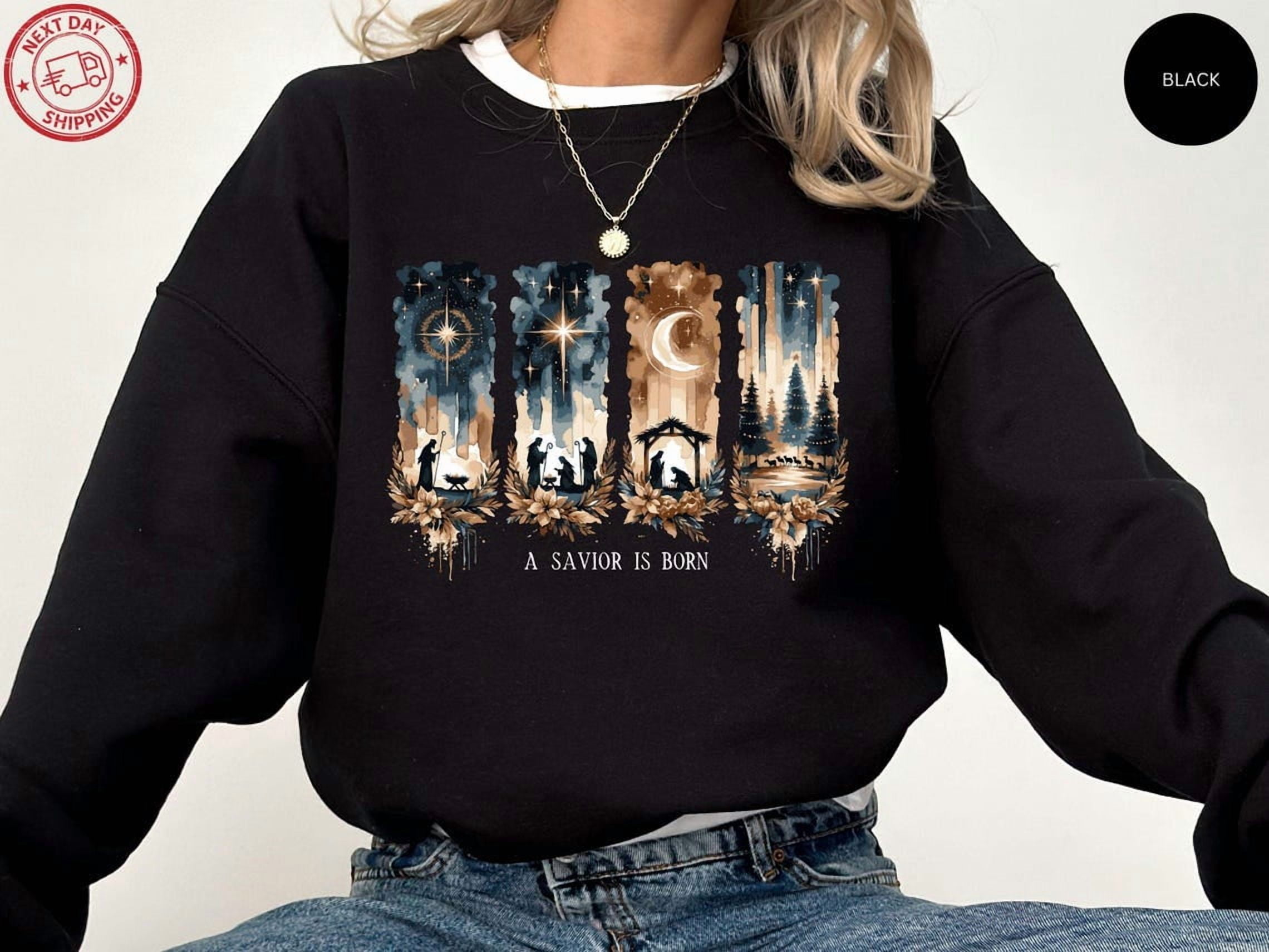 A Savior Is Born Christmas Sweatshirt, Christian Holiday Crewneck ...