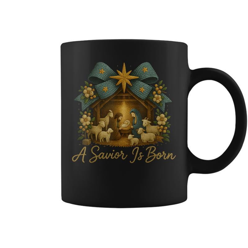 A Savior Is Born Knitted Nativity Scene Christmas Coffee Mugs - Walmart.com
