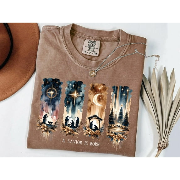 A Savior Is Born Shirt, Christian Christmas Shirt, Nativity Scene Shirt ...