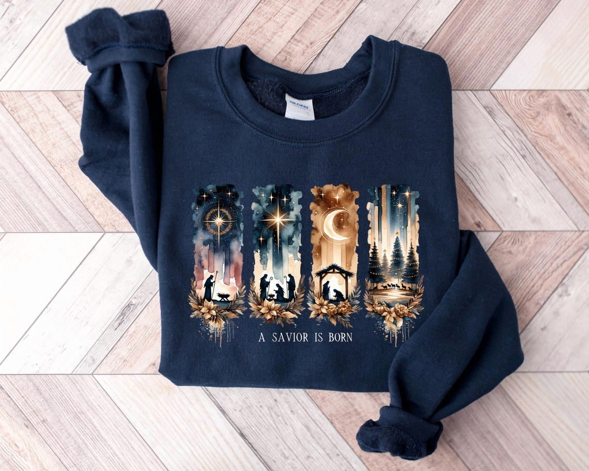 A Savior is Born Sweatshirt, Nativity Sweatshirt, season Nativity Shirt ...