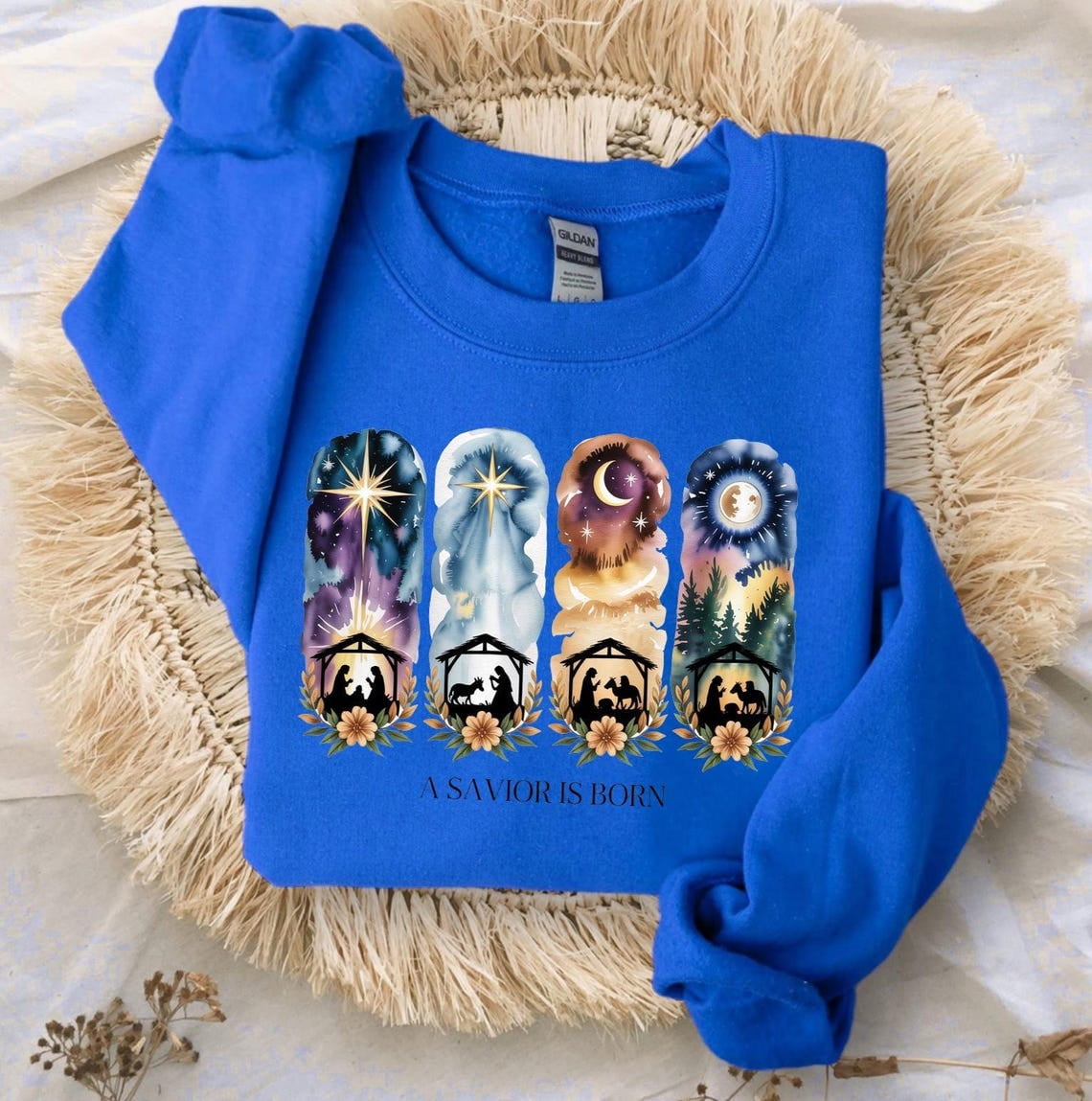 A Savior is Born Sweatshirt, Nativity Sweatshirt, season Nativity Shirt ...