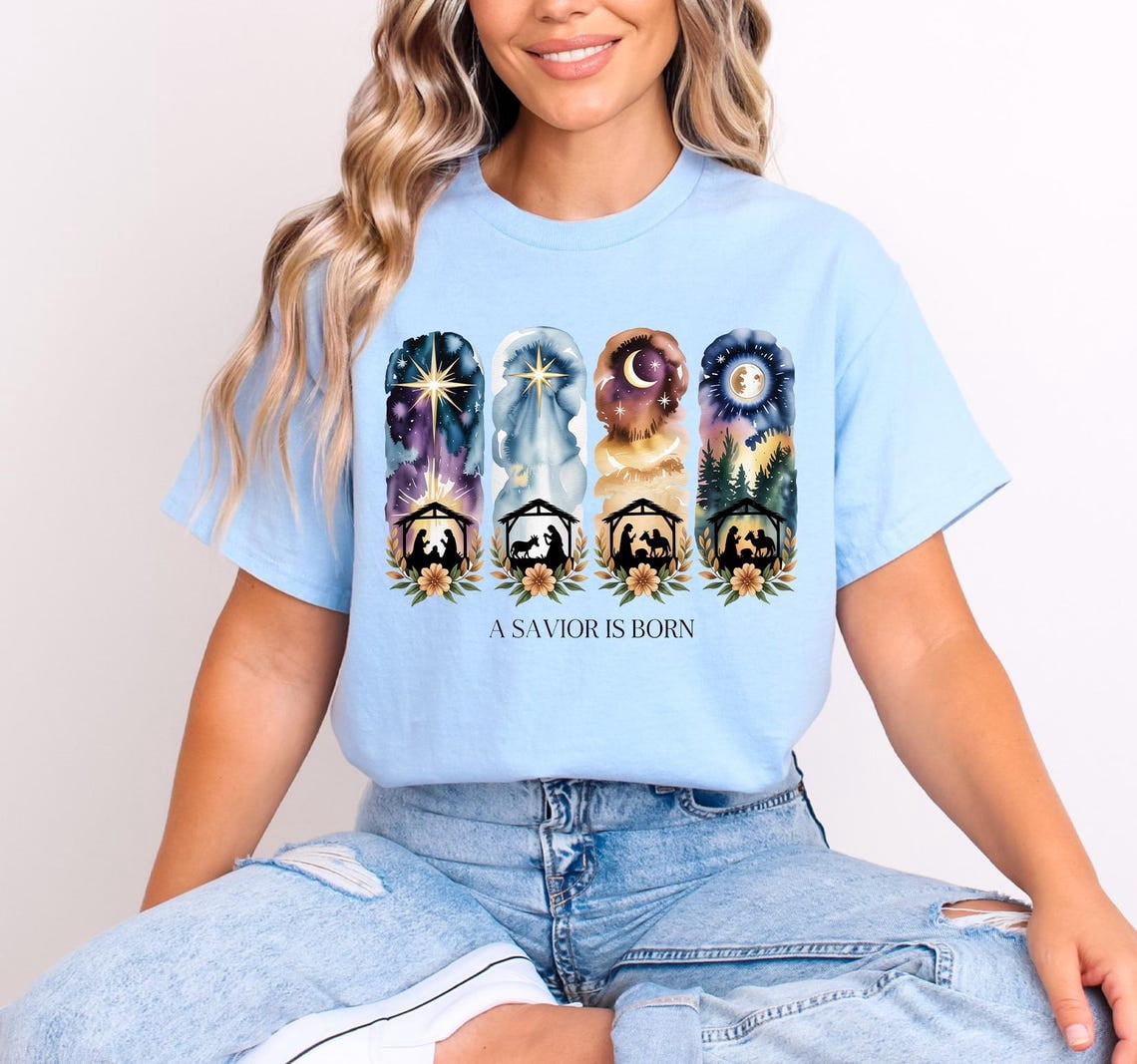 A Savior is Born T-shirt, Nativity T-shirt, season Nativity Shirt, True ...
