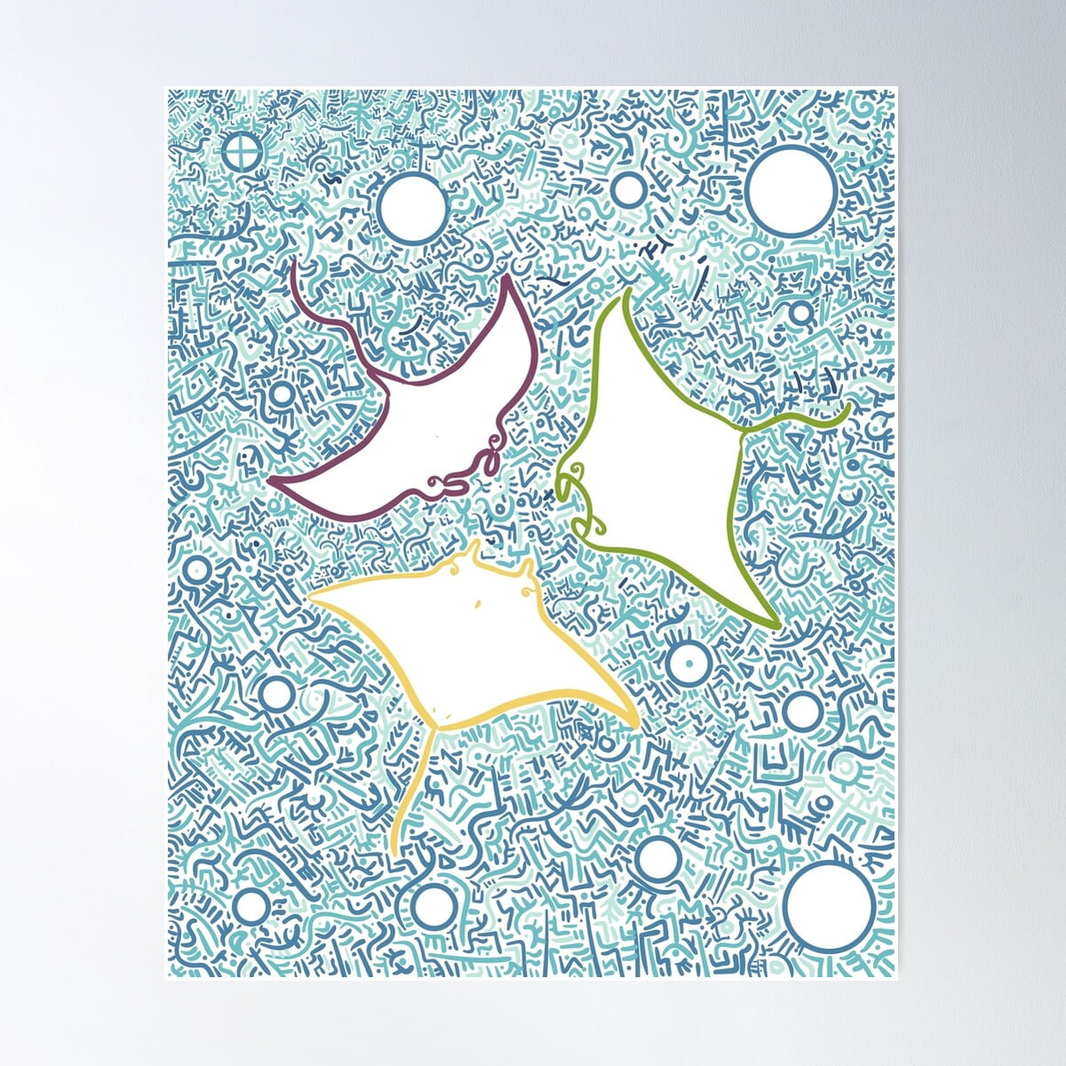 A Sea Of Stingrays Poster Wall Art, Modern Wall Decor For Living Room ...