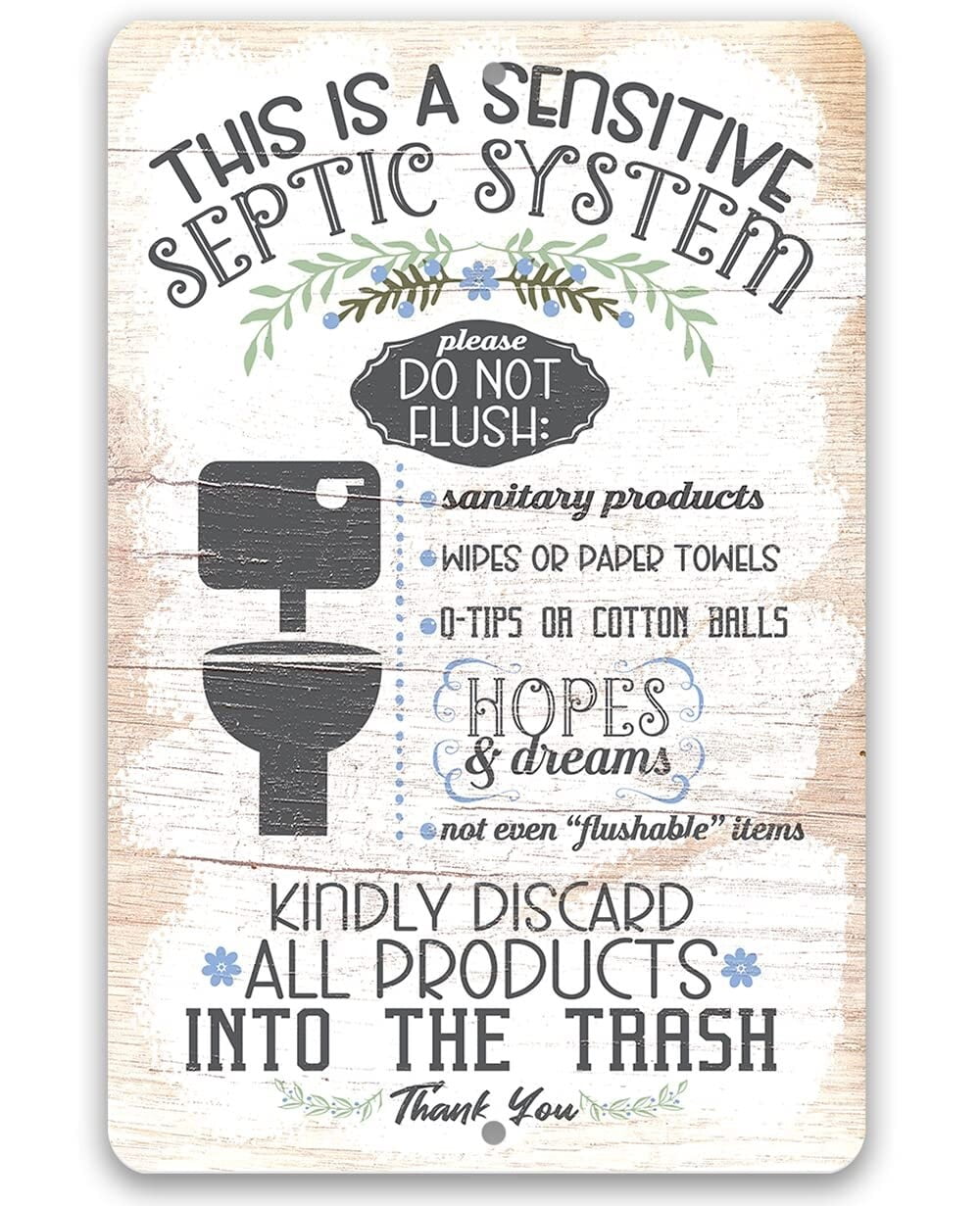 A Sensitive Septic System poster Funny Bathroom Rules Sign for Indoor ...