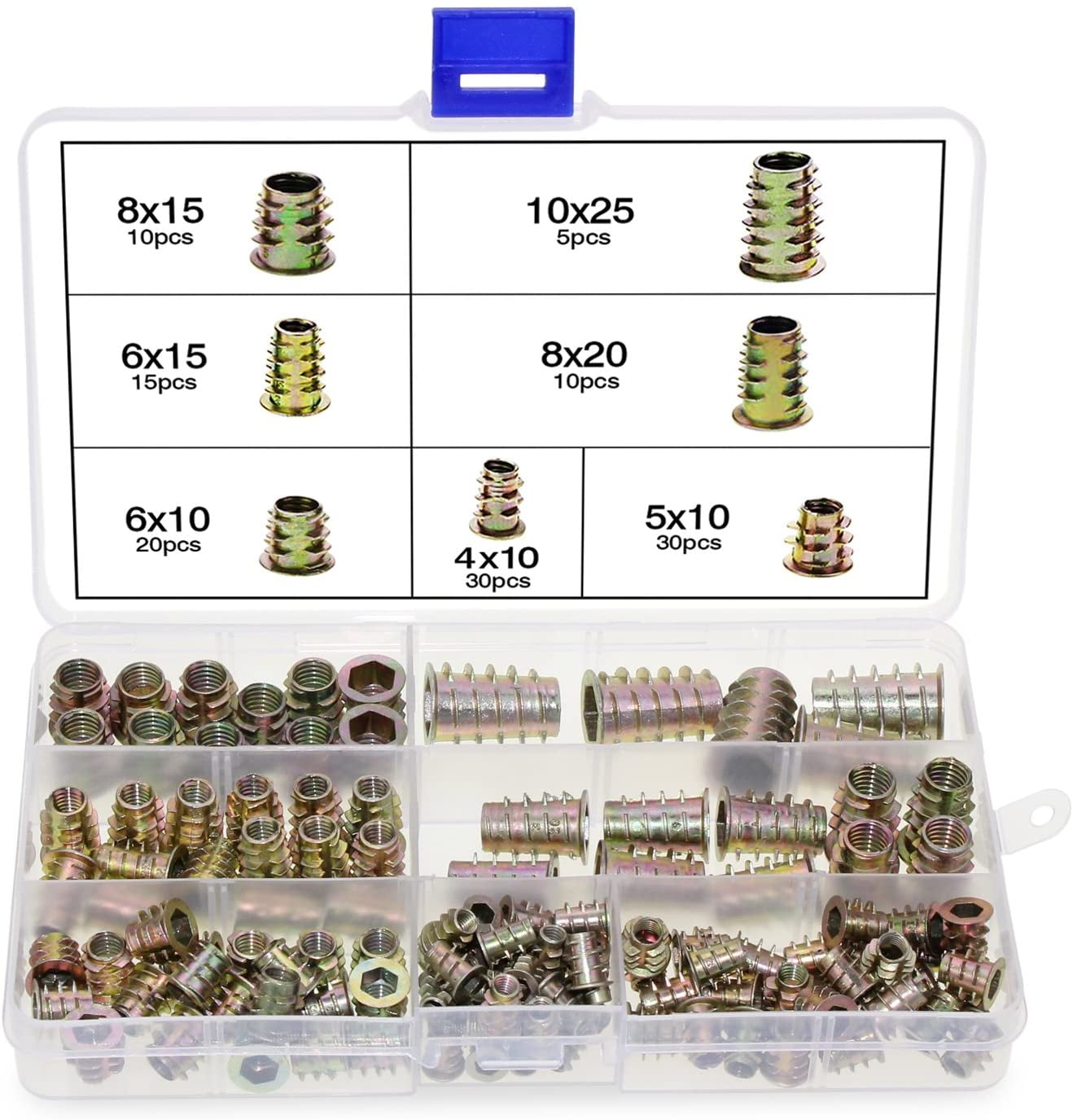 A Set Of 120 Hexagonal Zinc Alloy Nuts M4, M5, M6, M8, M10 With ...