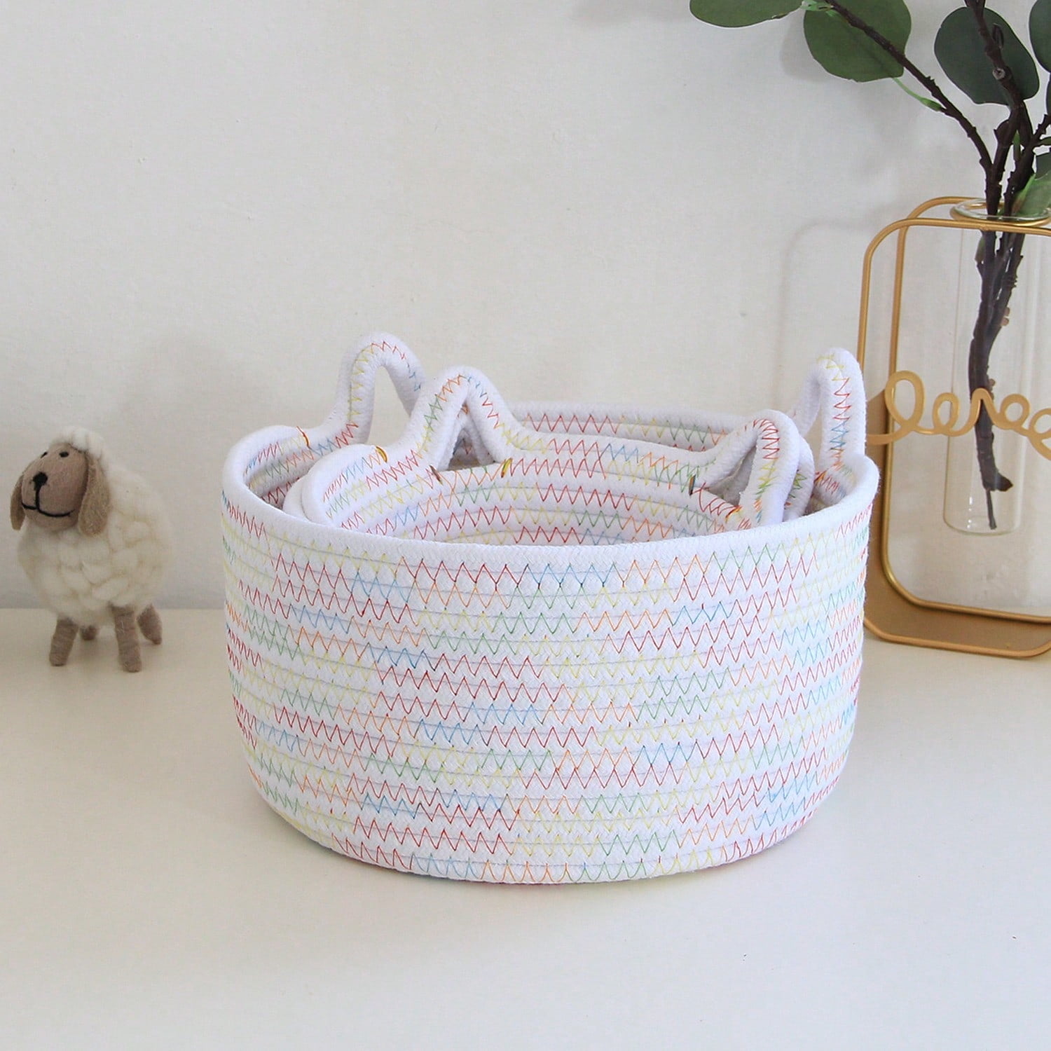 A Set Of 3 Desktop Storage Baskets, Hand-Woven Storage Baskets, Key ...