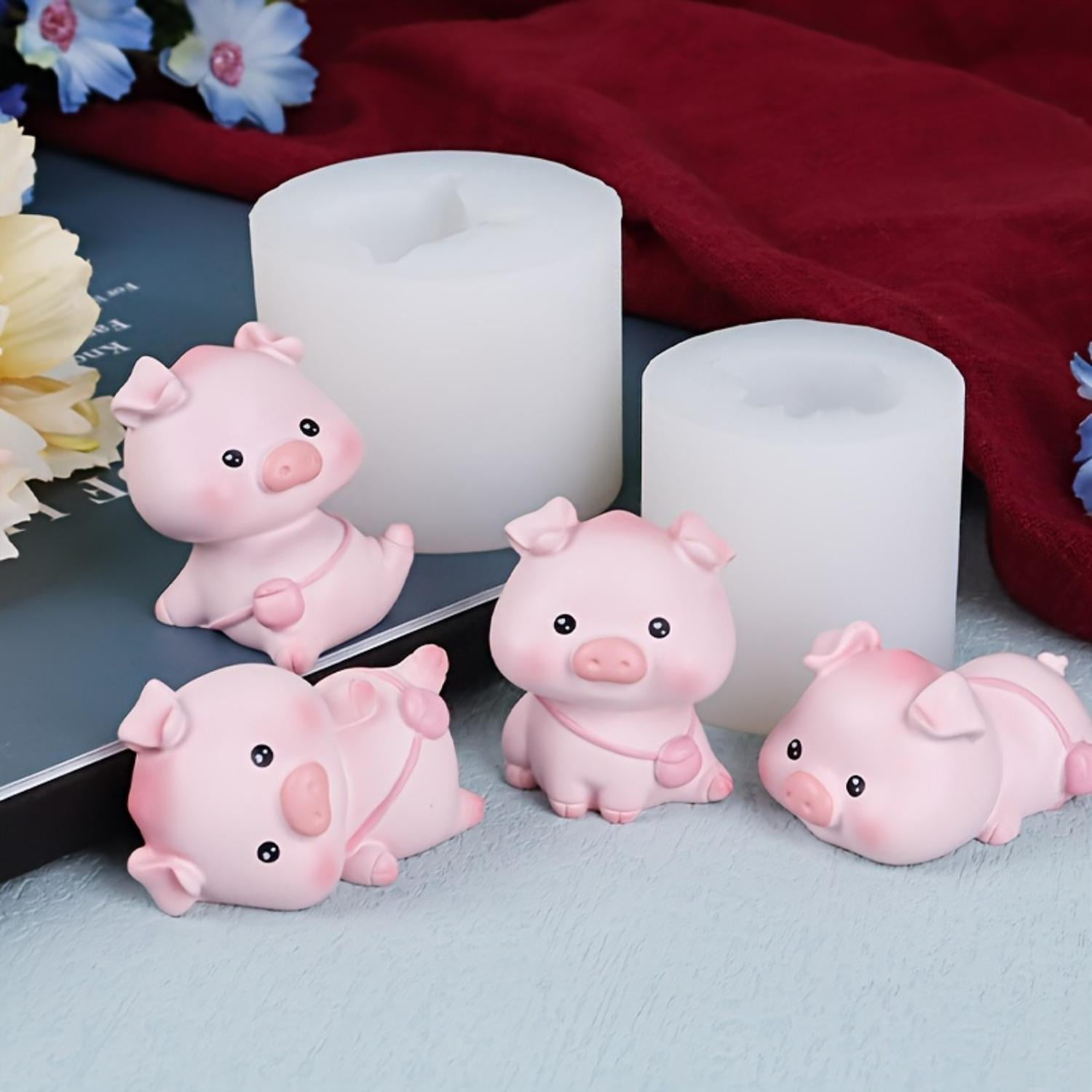 A Set Of 4 Pcs Adorable Silicone Pig Molds,cute Piggy,lying Pig,and ...