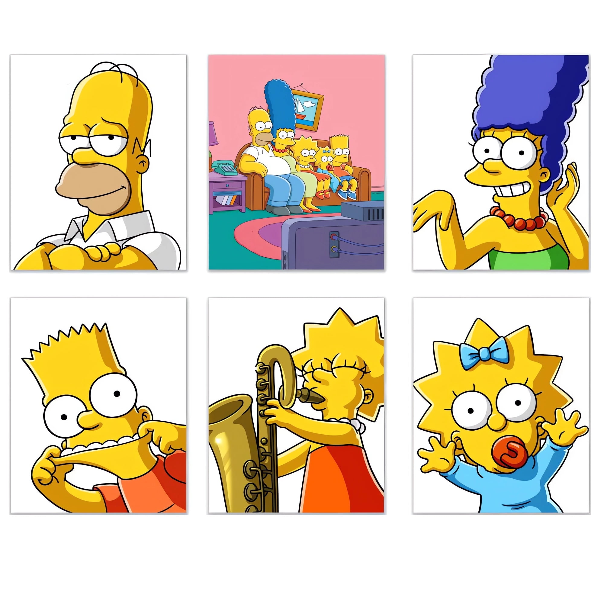 A Set of 6 The Simpsons Cartoon Paintings Posters for Kids Bedroom Wall ...