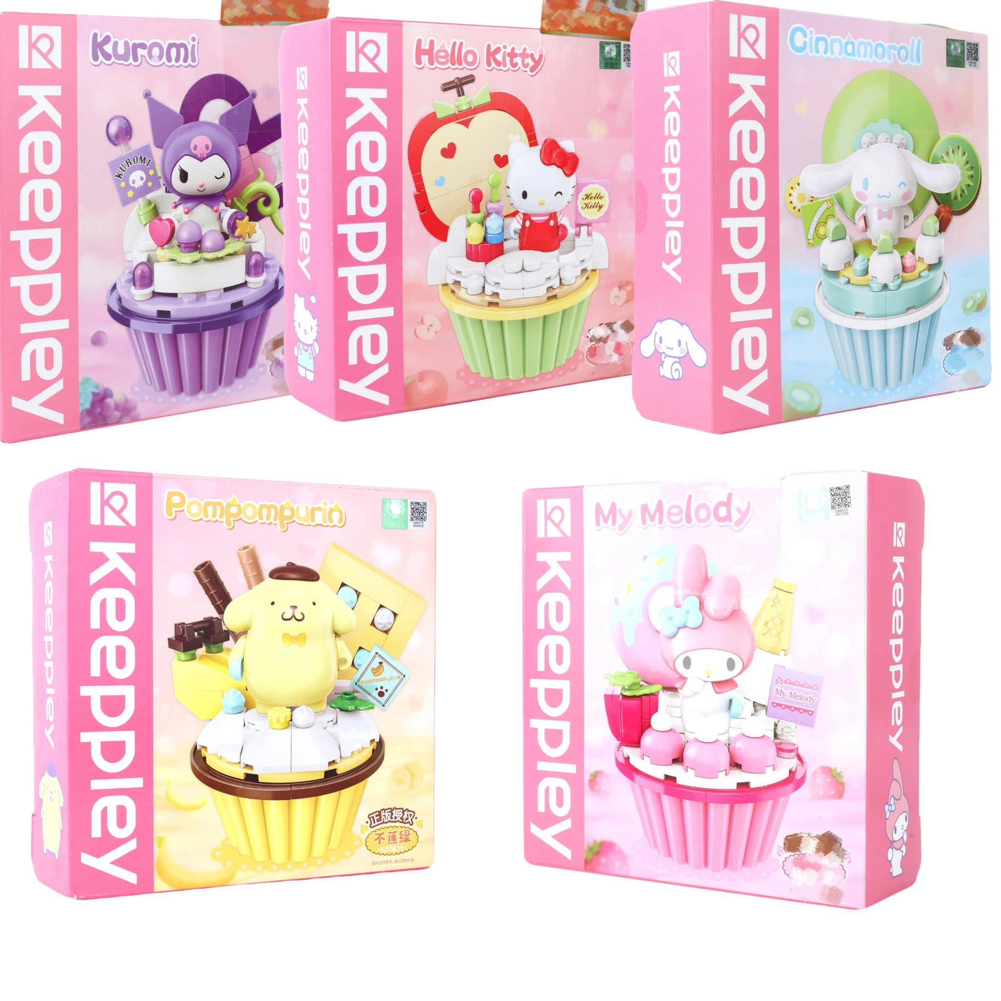 A Set of Five Boxes of Keeppley Sanrio Building Blocks, Cute Cupcake ...
