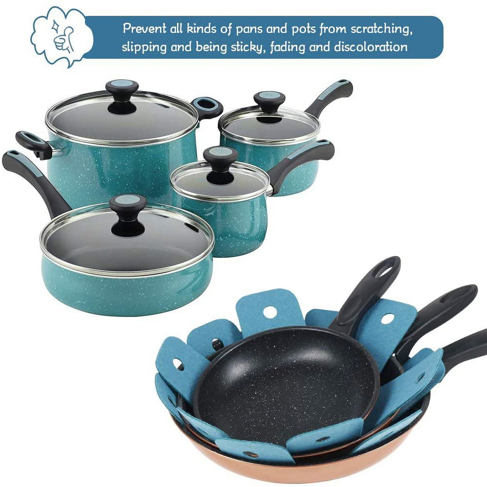 A Set of Pot Pan Protectors, 4 Different Sizes, Larger & Thicker Pan ...