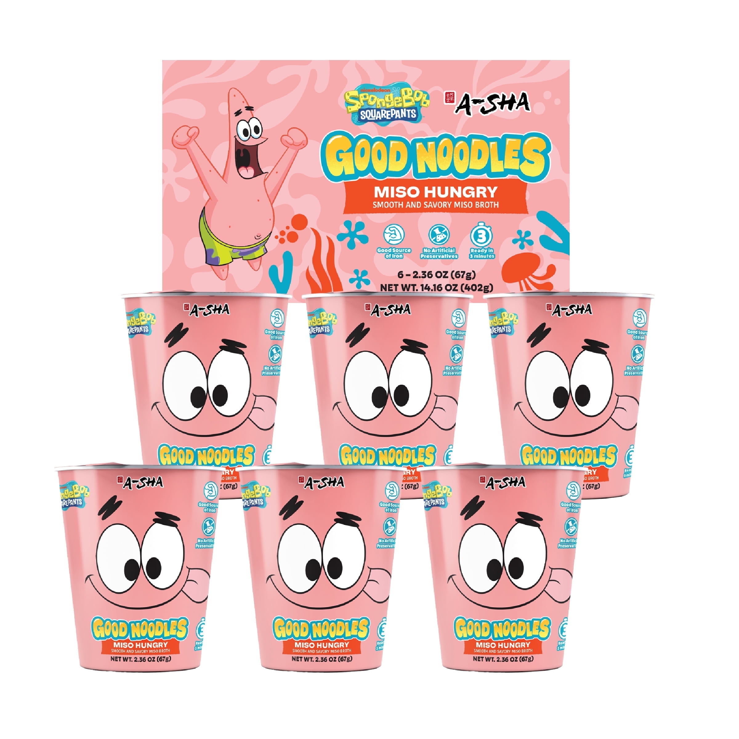 A-Sha & SpongeBob Squarepants Good Noodles (6 Pack) | Patrick Star Miso ...