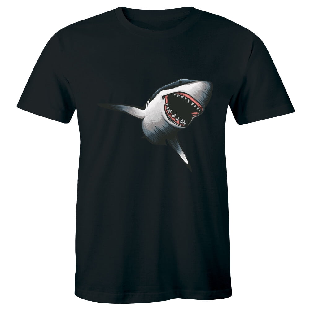 A Shark Attack Fish Scary Wild Sea Monster Teeth Tee Mens Tshirt ...