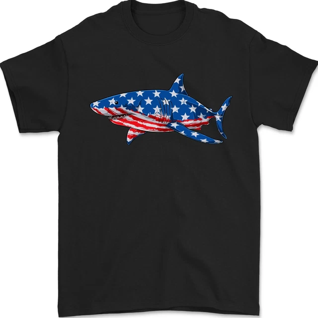 A Shark In American Flag Usa Mens Womens S-5XL T-Shirt - Walmart.com