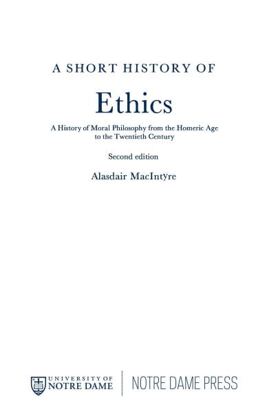 Pre-Owned A Short History of Ethics: A History of Moral Philosophy from ...