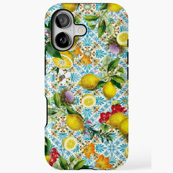 A Sicilian Lemons Tiles Protective Case for iPhone 11 12 13 14 15 16 17 ...