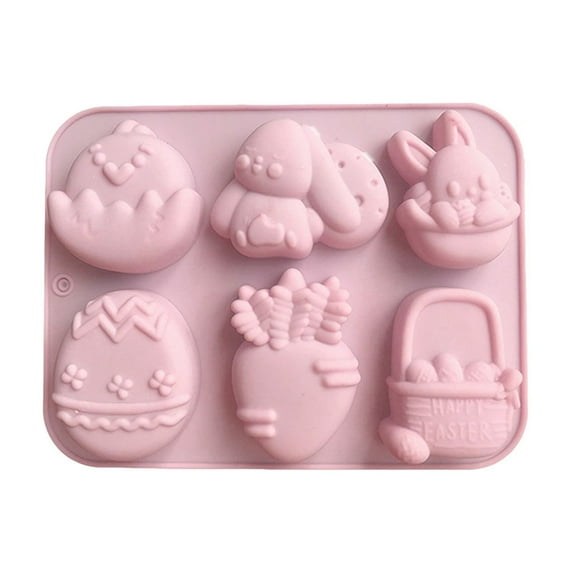 A Silicone Chocolate Molds Set Of 6 Easter Bunny And Egg Shapes Baking ...