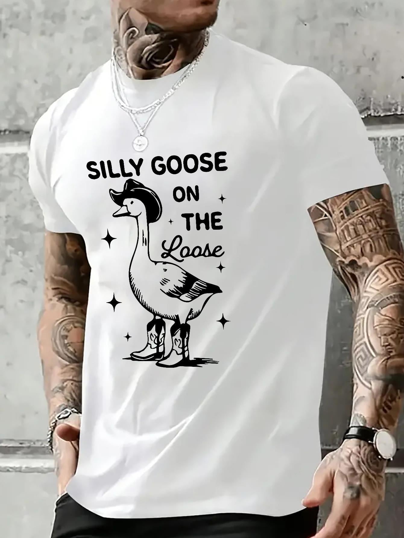 A Silly Goose on a Fashionable Print Soft And Comfortable Men'S T-Shirt ...