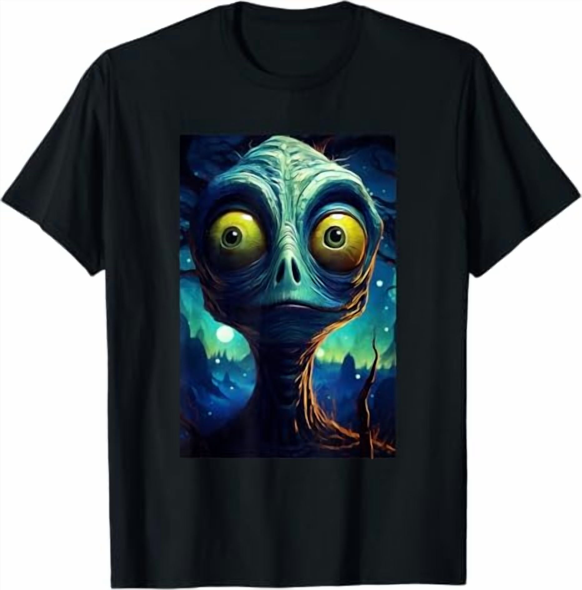 A Simple Alien Head Themed Graphic Design And UFO And Space Unisex T-Shirt up to 5XL - Walmart.com