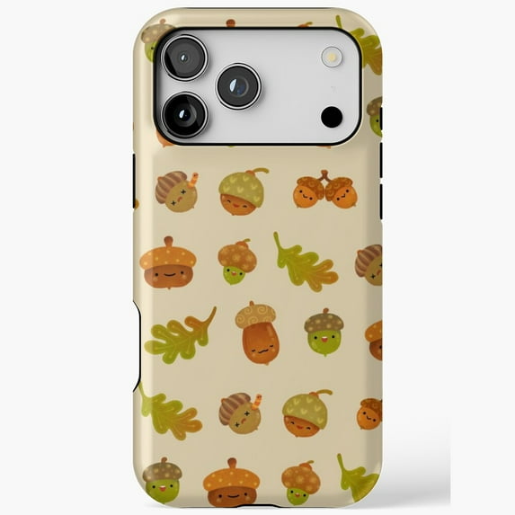 A Simple Pattern of Brown Acorns and Oak Leaves iPhone 11 through 17 ...