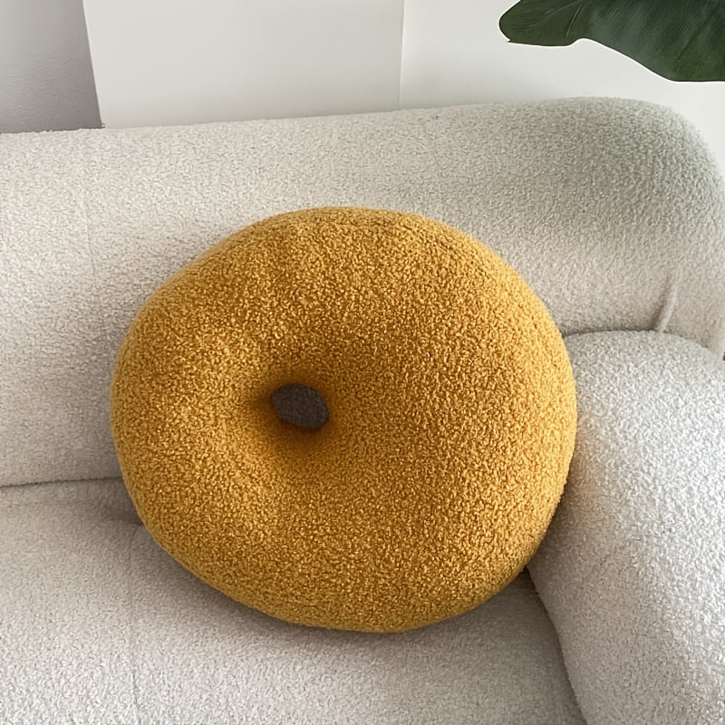 A Single Piece of Solid Color Donut-Shaped Lamb Fleece Pillow, a Cute ...
