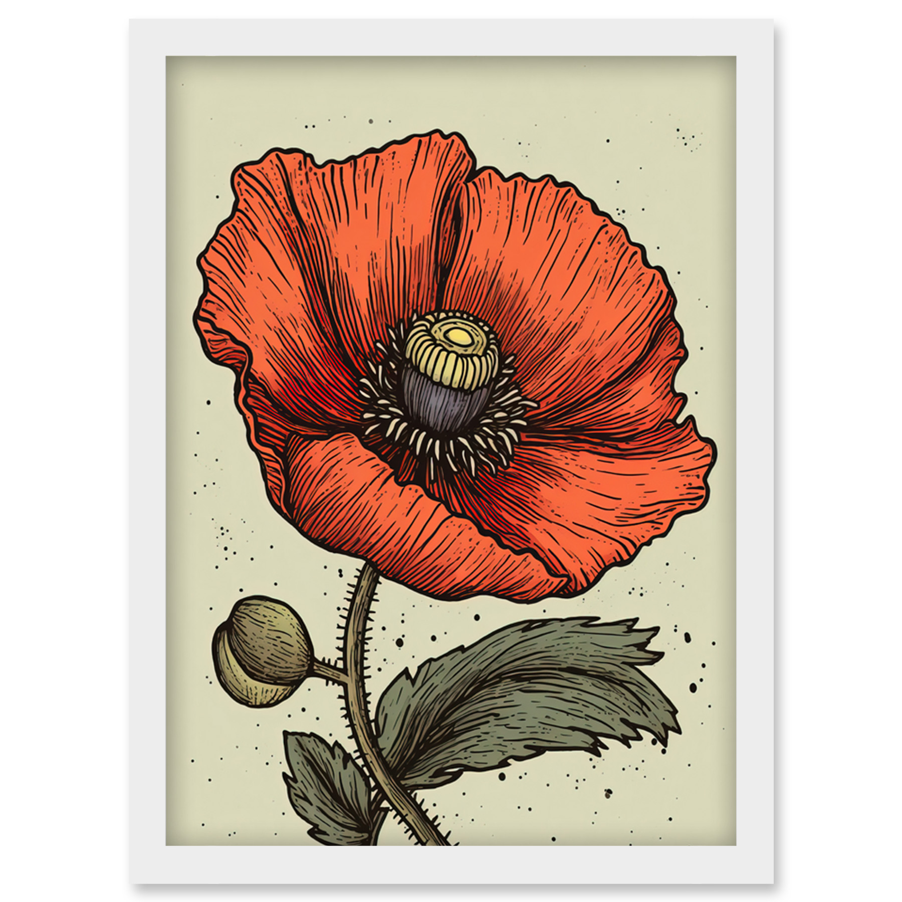 A Single Poppy Old School USA Tattoo Ink Body Art Rockabilly Americana ...