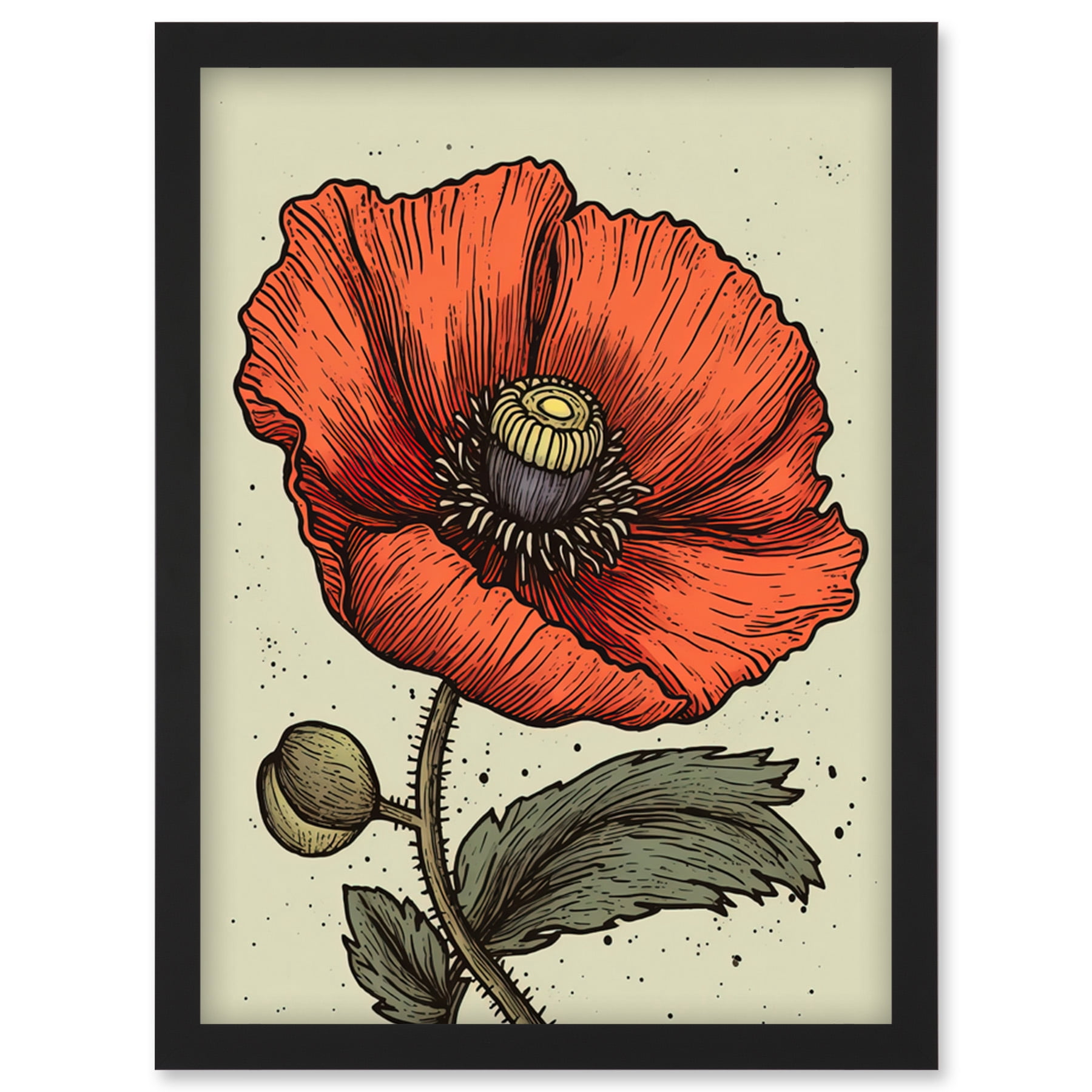A Single Poppy Old School USA Tattoo Ink Body Art Rockabilly Americana ...