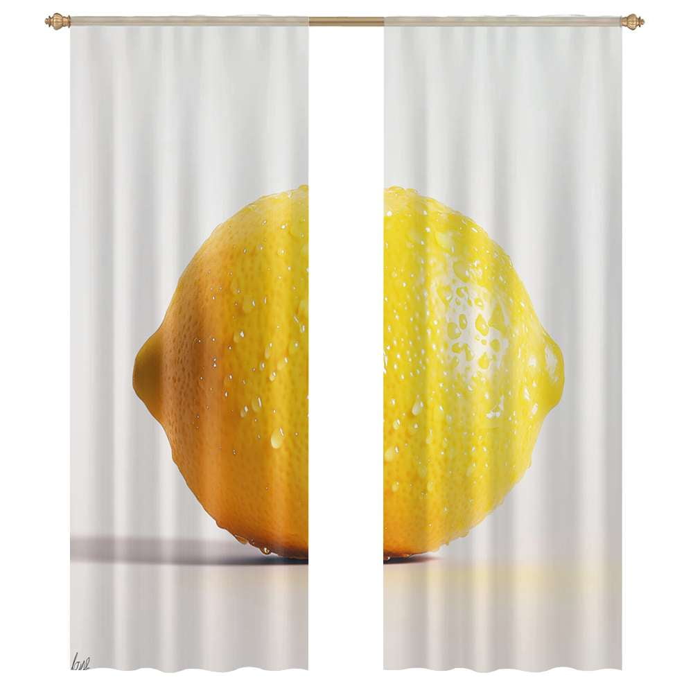 A Single, Wet Lemon Modern Tulle Window Curtains for Living Room Luxury ...