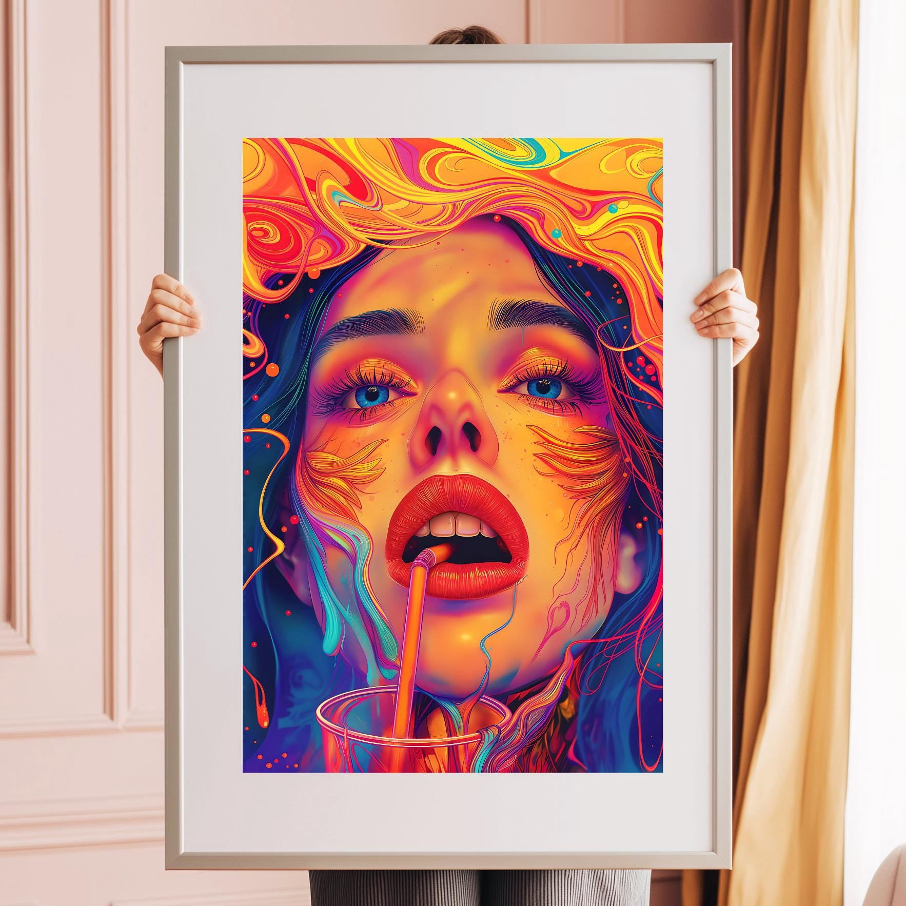 A Sip Portrait Illustration Print Wall Art Print Art Home Decor Gift ...