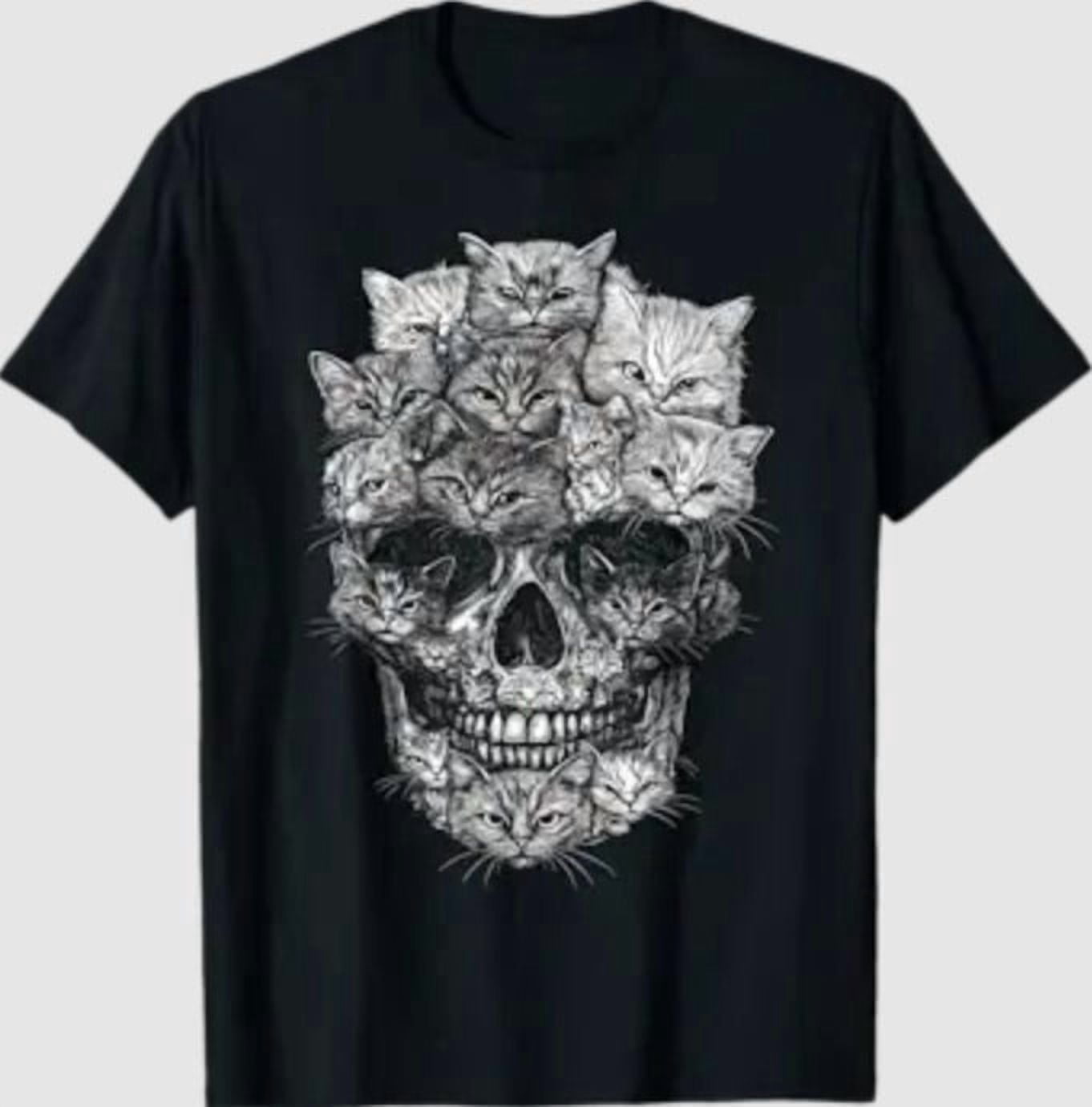 A Skull But It's Cats Kitty Cat Skull Illusion T-Shirt - Walmart.com
