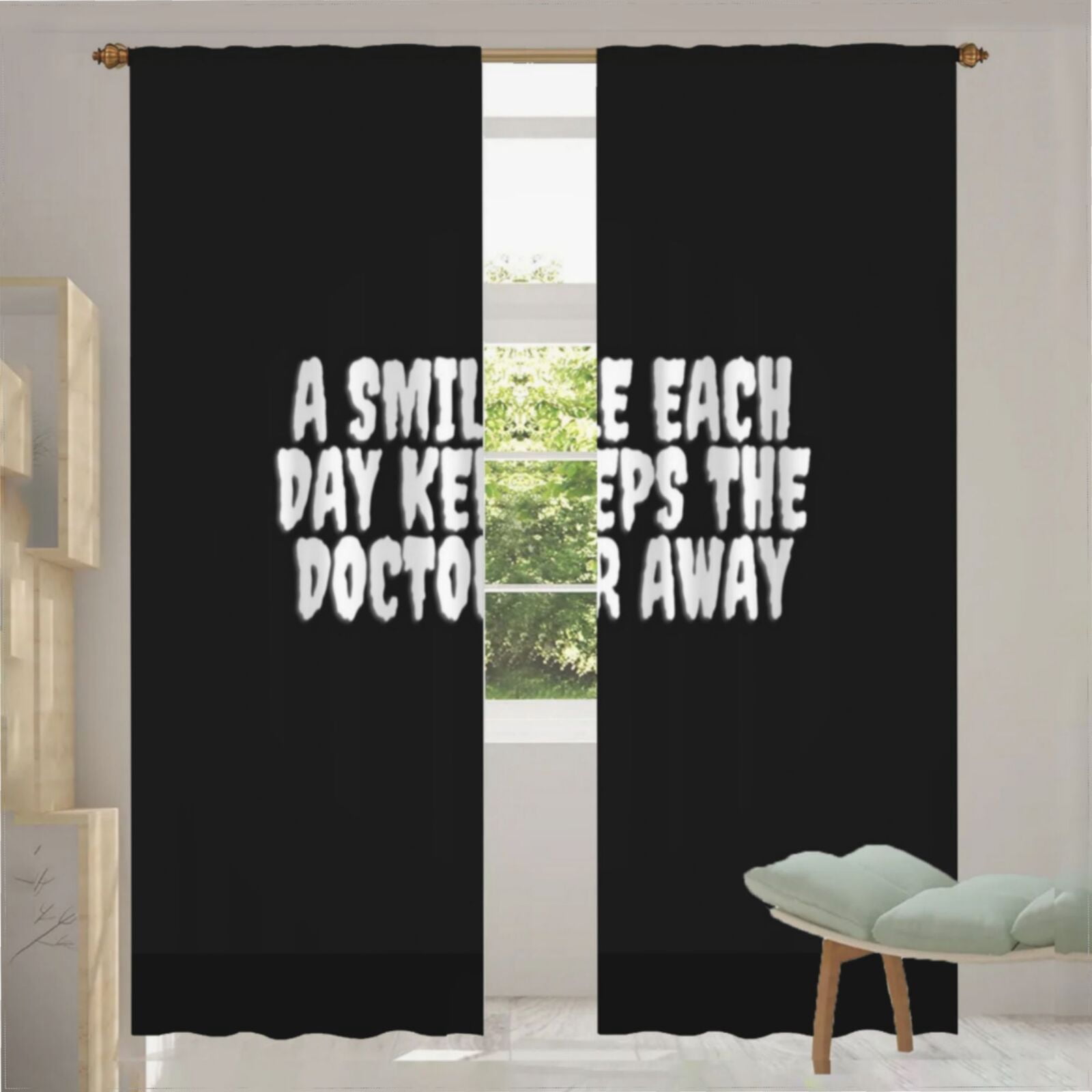 A Smile A Day Keeps The Doctor Away Curtains for Living Room Bedroom ...