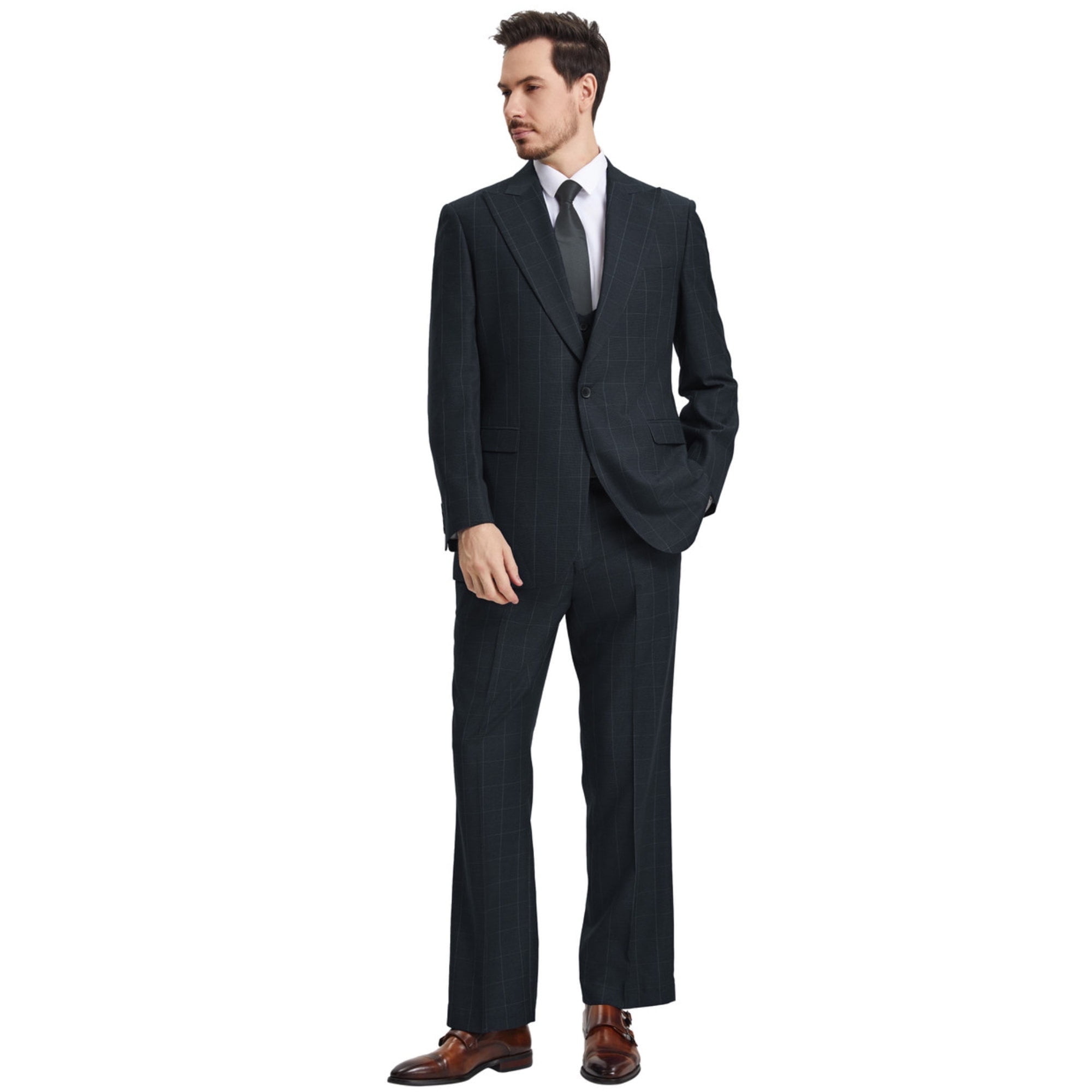 A. Smith Clothiers Hybrid Fit 3-Piece Men’s Suit Jacket and Pant Set ...