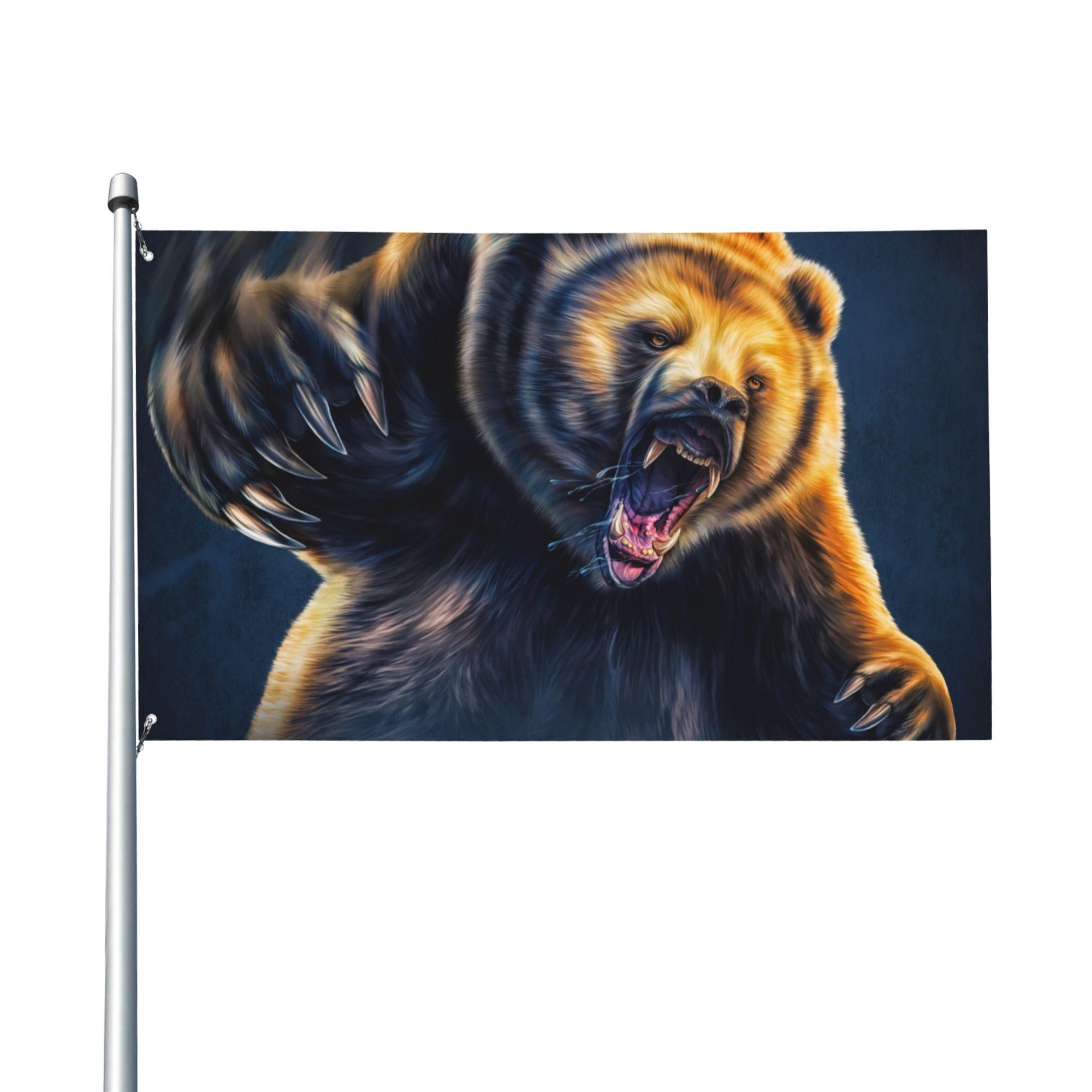 A Snarling Grizzly Bear Flag Built For Outdoor Use America Banner Flags ...