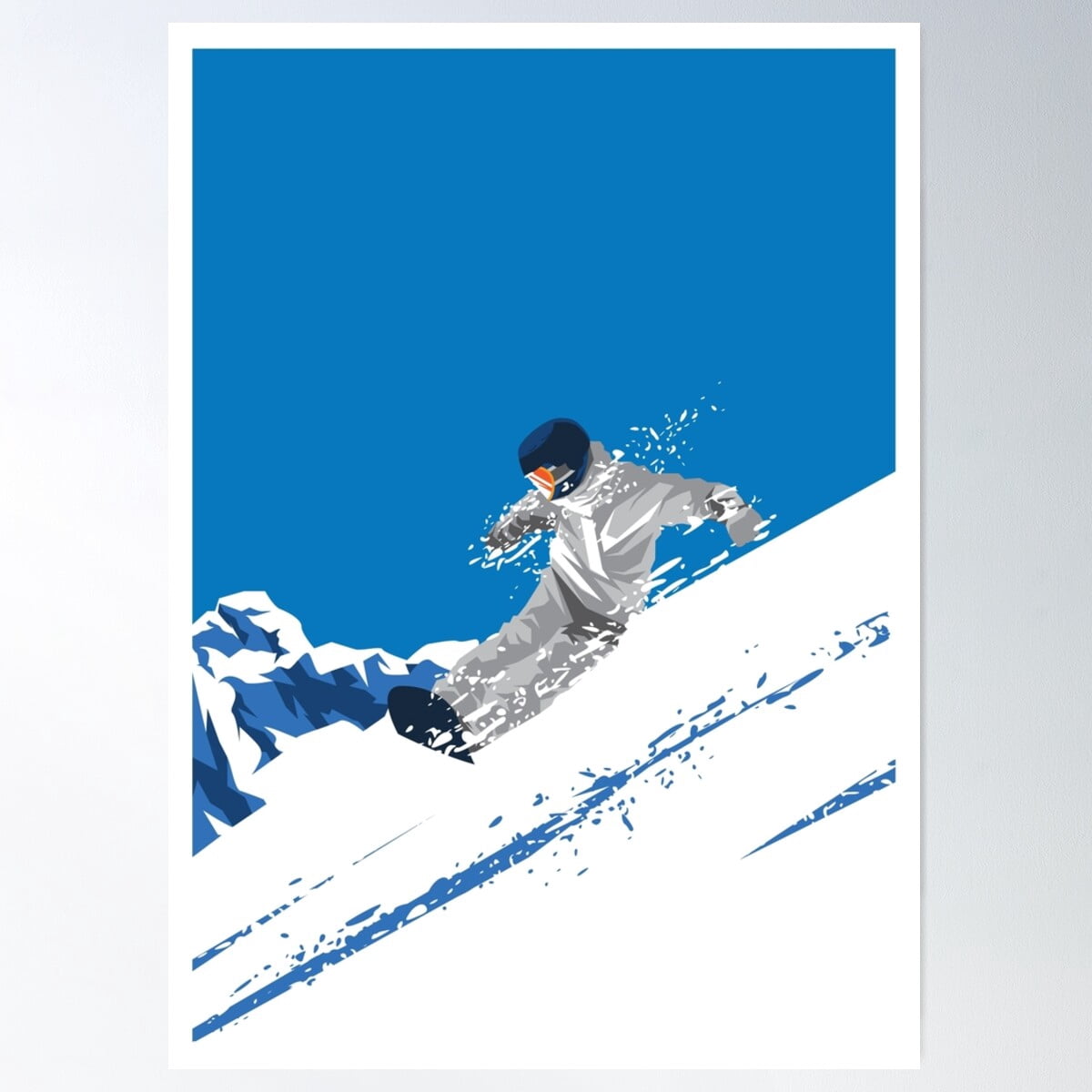 A Snowboarder`S Winter Mountain Dream Free Style Art Deco Geometric ...