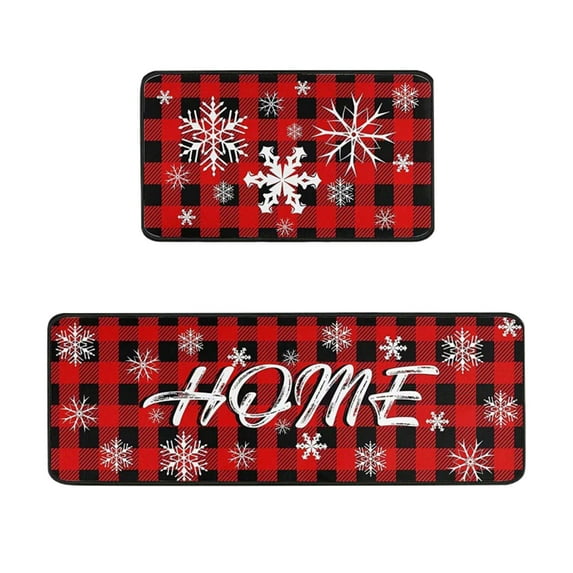 A Snowflake Design 2 Piece Christmas Kitchen Rugs And Mats For Floor ...